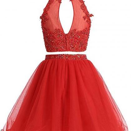 Short Dress Homecoming Grade Graduation Dresses Sexy Red Two Pieces ...