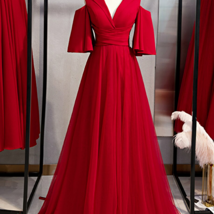 Tulle Deep V-neck Prom Dress on Luulla