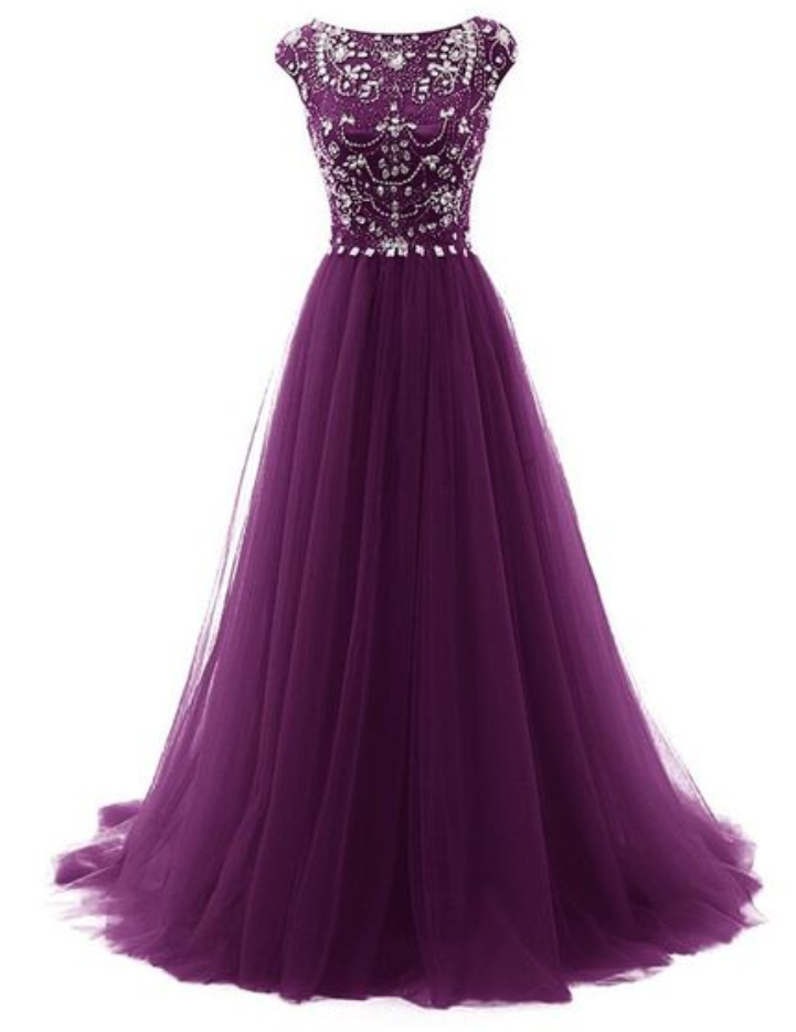 Gorgeous Beaded Grape Prom Dress, Tulle Pageant Gown, Formal Gown on Luulla
