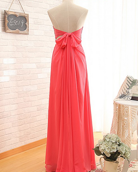 Ready To Ship Light Red Empire Prom Dress,beaded Chiffon Graduation ...