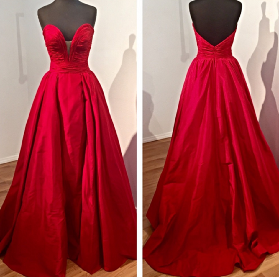 Prom Dress, Elegant Prom Dress, Red Evening Dress, Sweetheart Evening ...