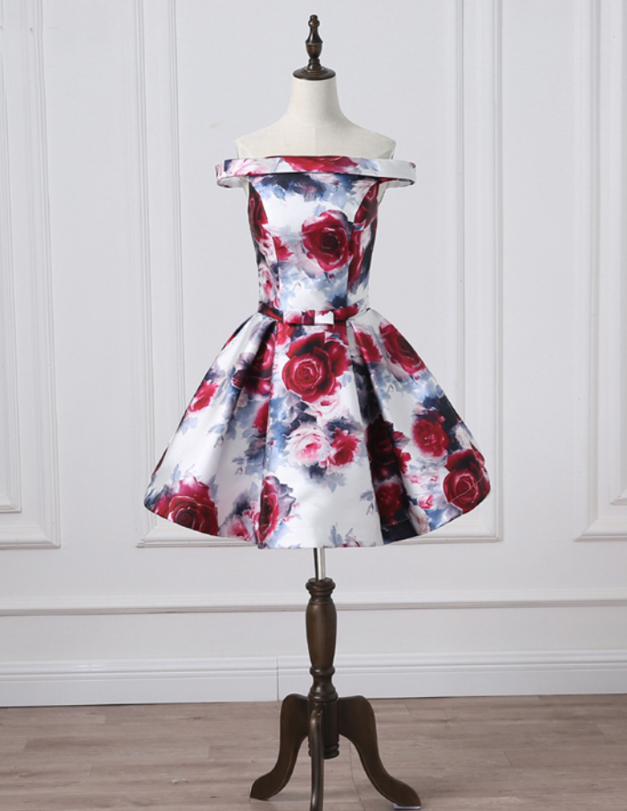 Short Homecoming Dress, Satin Homecoming Dress, Off-shoulder Homecoming ...