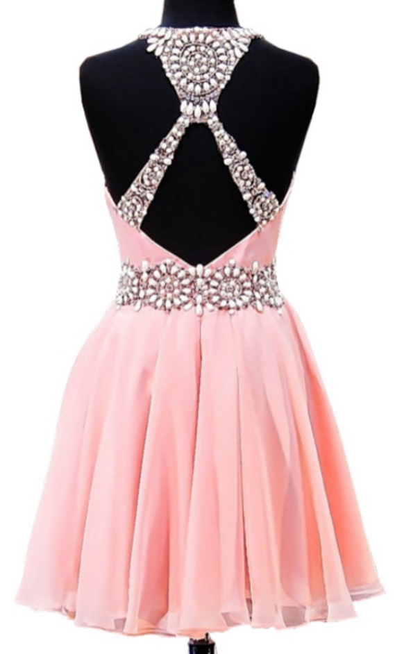 A-line Beaded Crystals Junior Chiffon Party 8th Grade Prom Dresses on ...