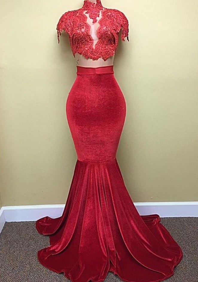 Charming Prom Dress,satin Prom Dress,mermaid Prom Dress,lace Evening ...