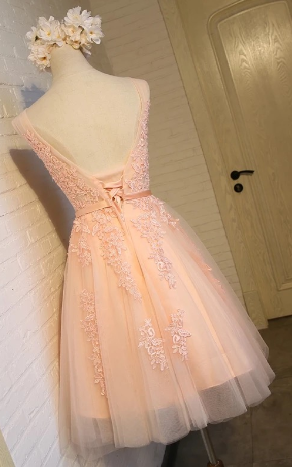 Lace Appliques Bridesmaid Dress,coral Bridesmaid Dress,women's Party ...