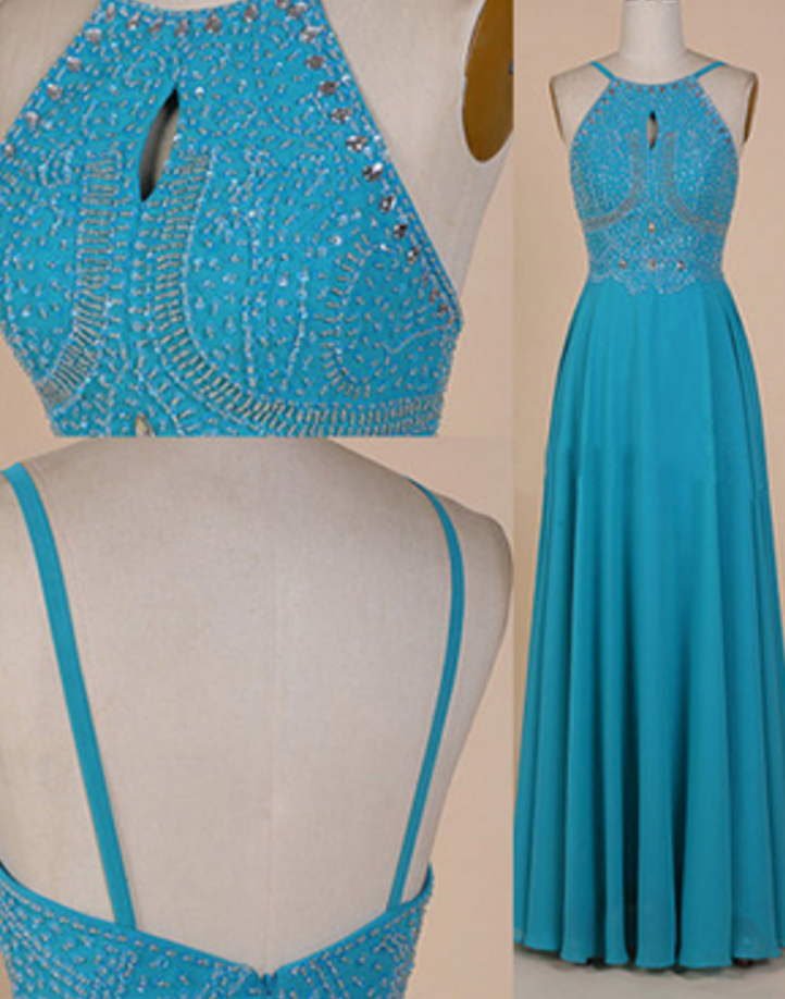 Charming Bule Chiffon Formal Dresses,long Prom Dress,chiffon Prom Dress ...