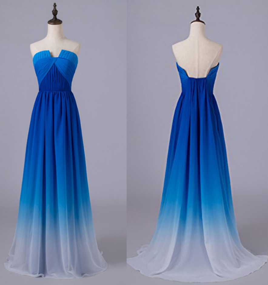 Royal Blue Gradient Prom Dresses,u Neck Ombre Long Prom Dresses,royal ...