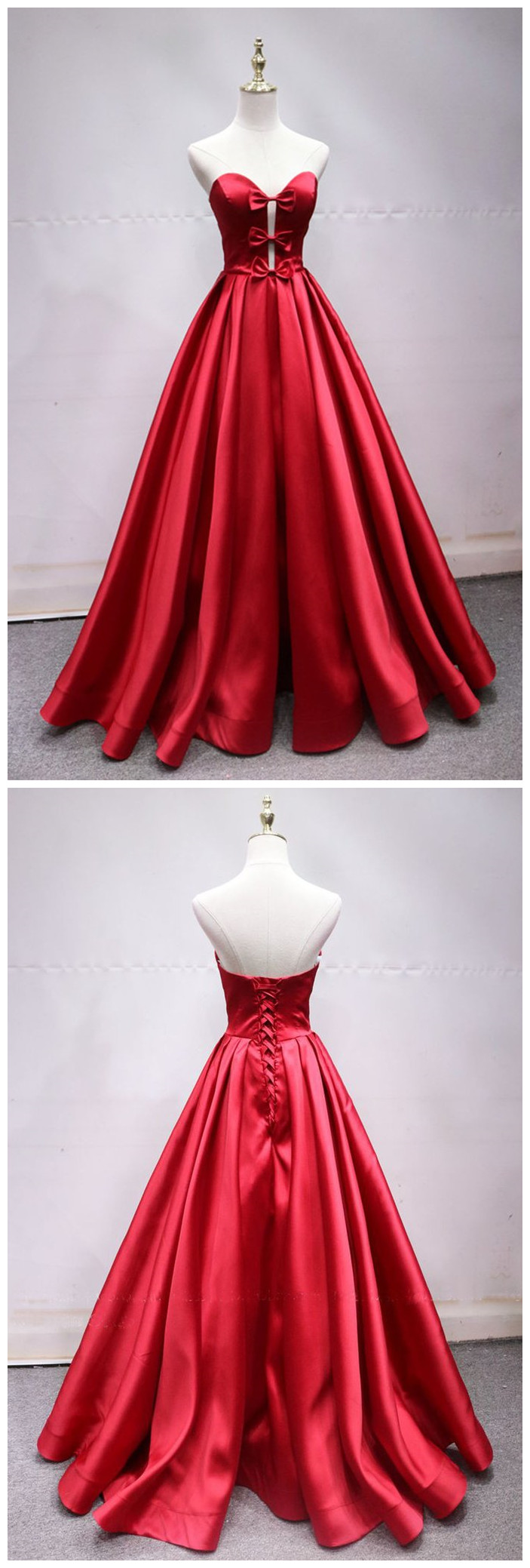 Charming Red Long Party Dress, Satin Long Formal Gown on Luulla