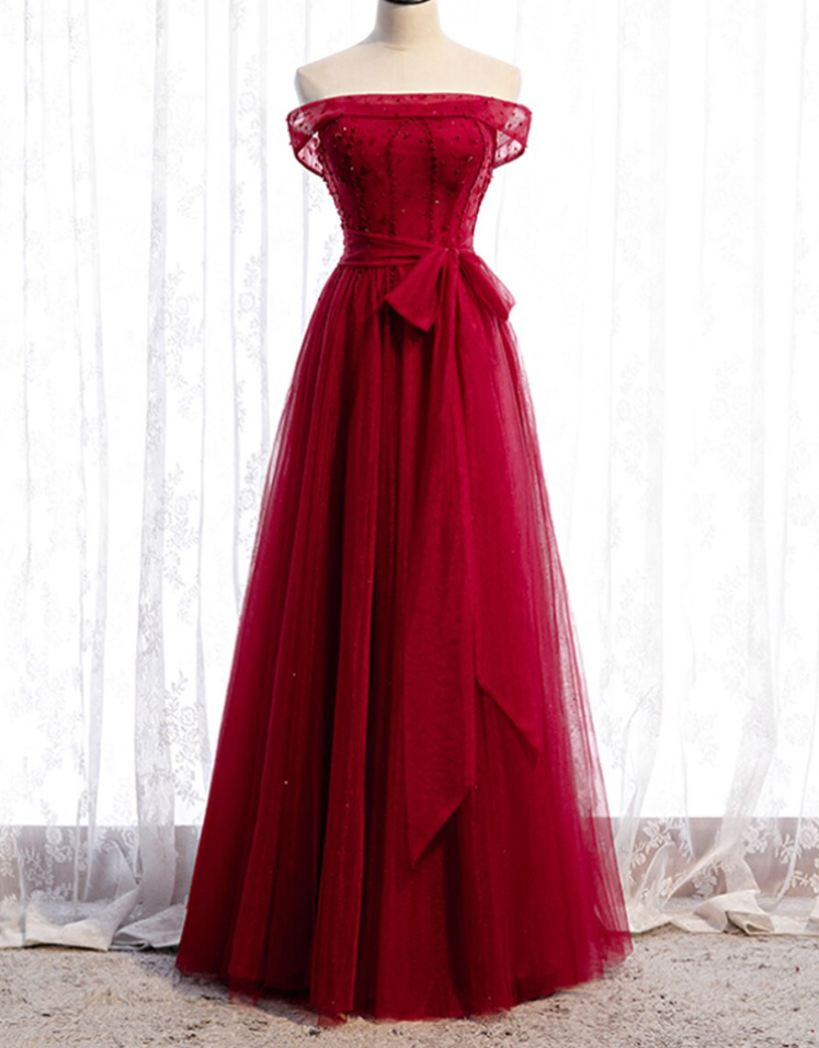 Tulle Off The Shoulder Beading Prom Dress on Luulla