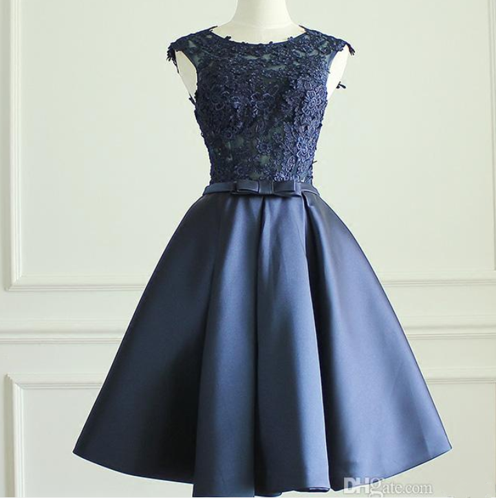 Sexy Prom Dresses Illusion Sheer With Applique Knee Length Prom Dress ...