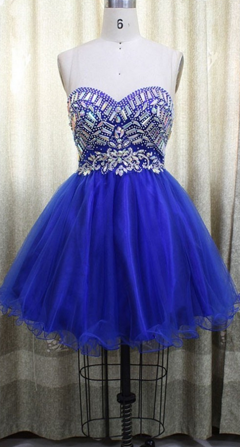 A-line Short Royal Blue Prom Dress, Mini Prom Dresses, Homecoming ...