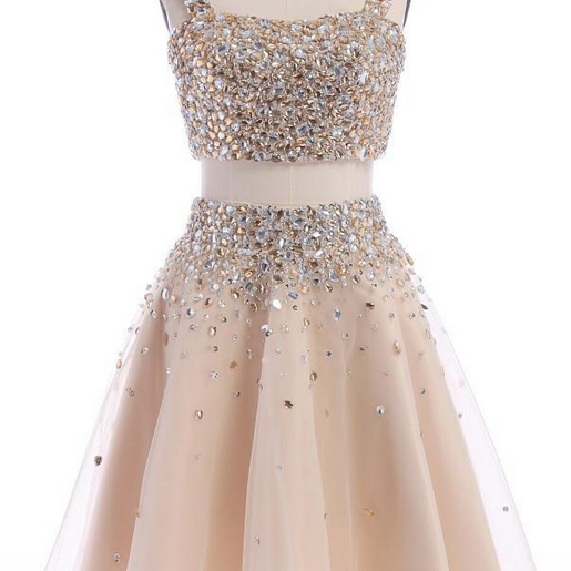 Homecoming Dresses,Junior Homecoming Dresses,2 Pieces Rhinestone ...