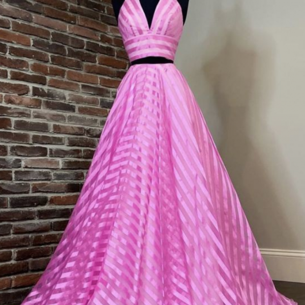 Adore Outfit Stripe Prom Dress Two Pieces Evening Dress on Luulla
