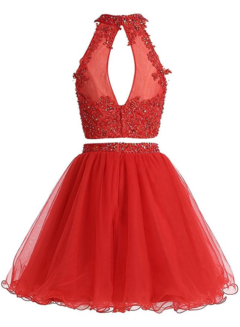 Short Dress Homecoming Grade Graduation Dresses Sexy Red Two Pieces ...
