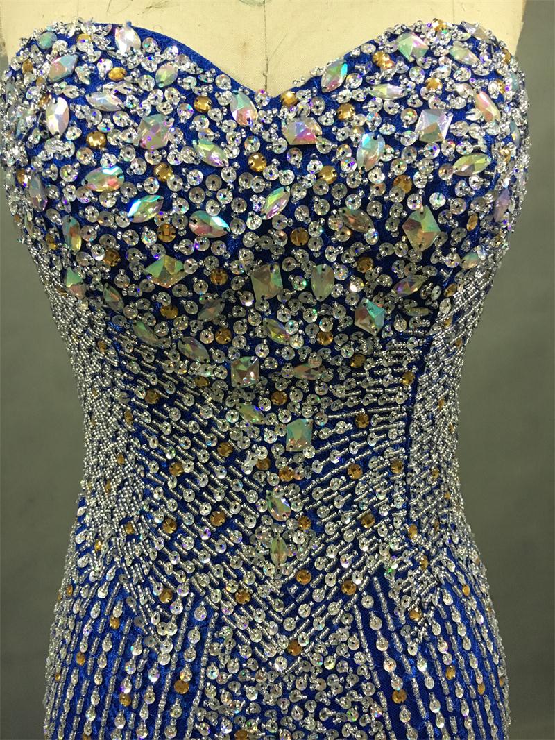 Royal Blue Beading Mermaid Prom Dresses Lace Up Sweetheart Prom Gowns ...