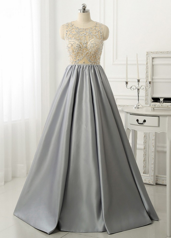 Modest Prom Dresses,sexy Prom Dress,elegant Sparkly Beads Top A-line ...