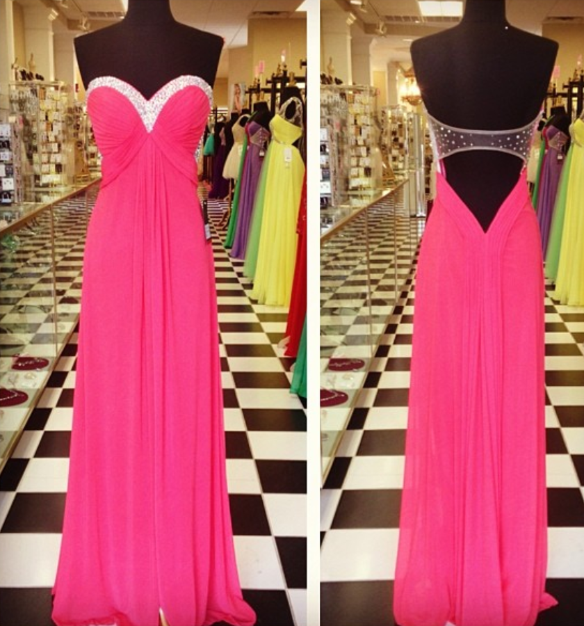 Pink Backless Prom Dresses,open Back Prom Gowns, Pink Prom Dresses ...
