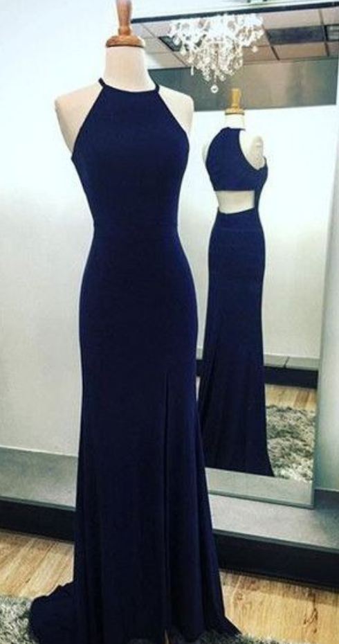 Sexy Prom Dress,navy Blue Long Prom Dress,split Evening Dress,formal ...