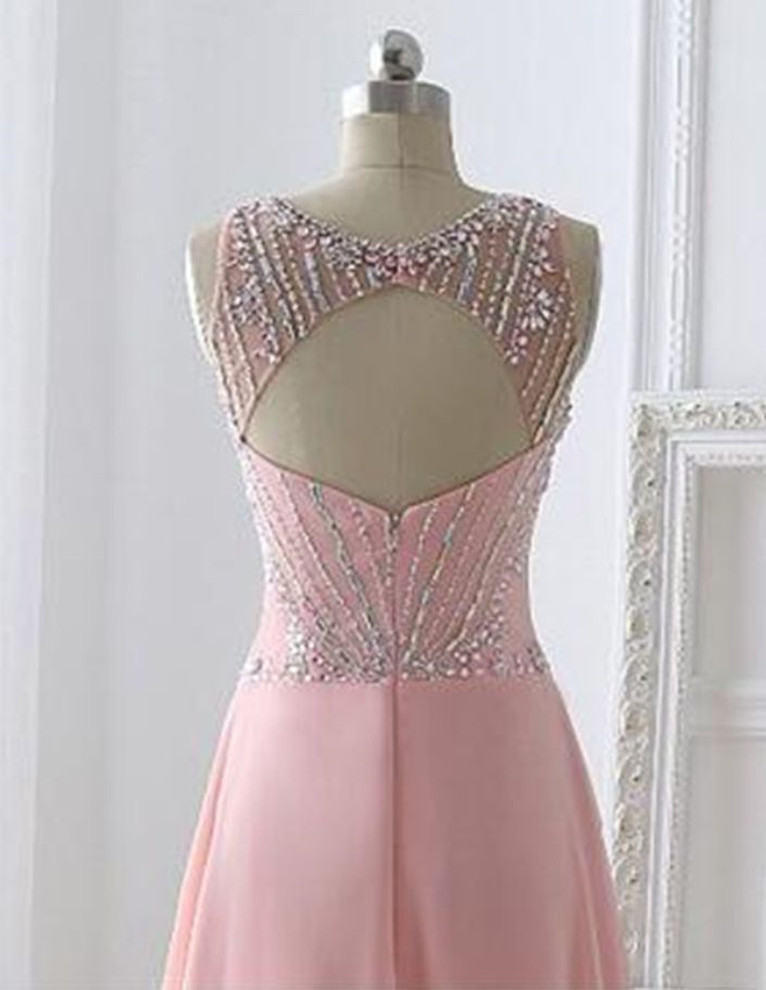 Pink Long Sparkle Bling Bling Prom Dresses 2016 With Hollow Back A Line ...