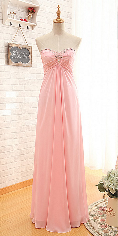 Ready To Ship Pink Prom Dress,strapless Prom Gown,sweetheart Pink ...