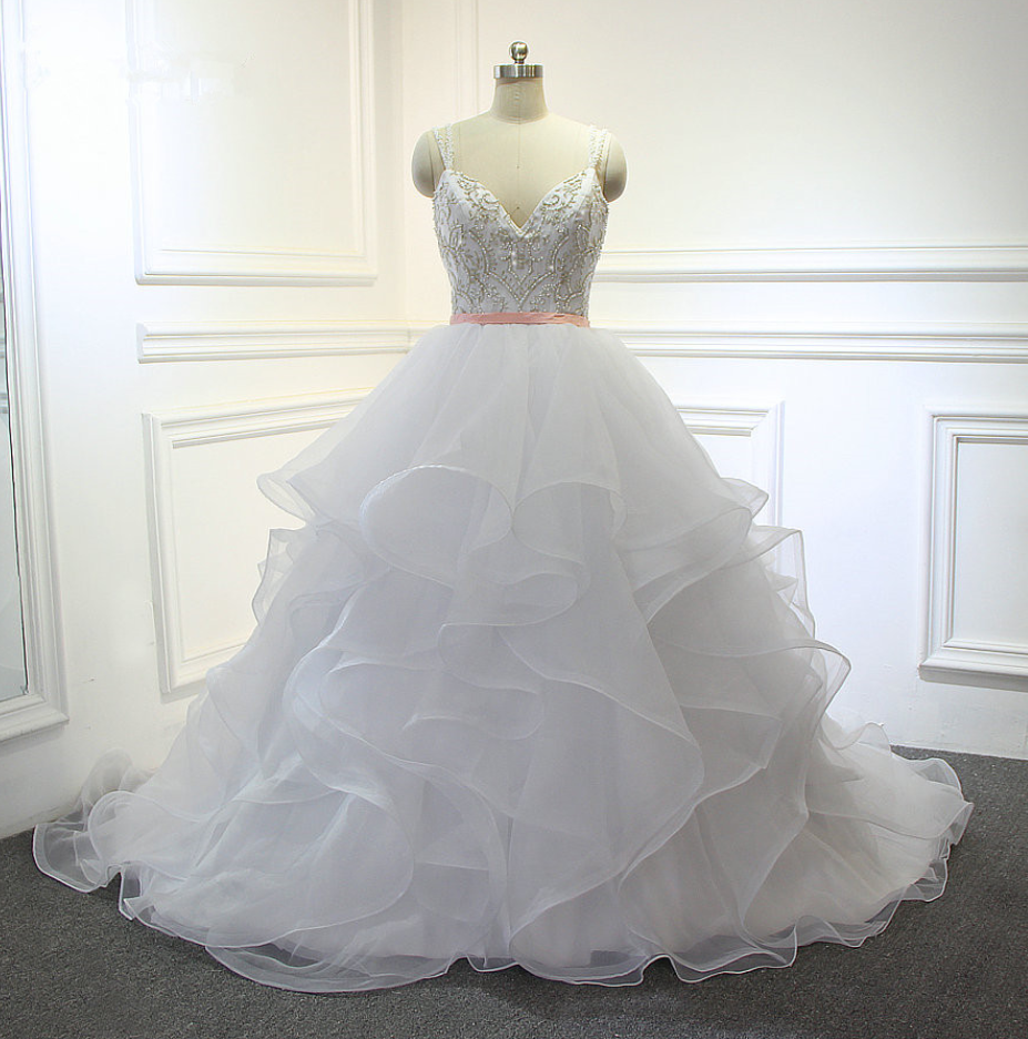 Design Organza Ruffles With Embroidery Beading Bodice Bridal Wedding ...