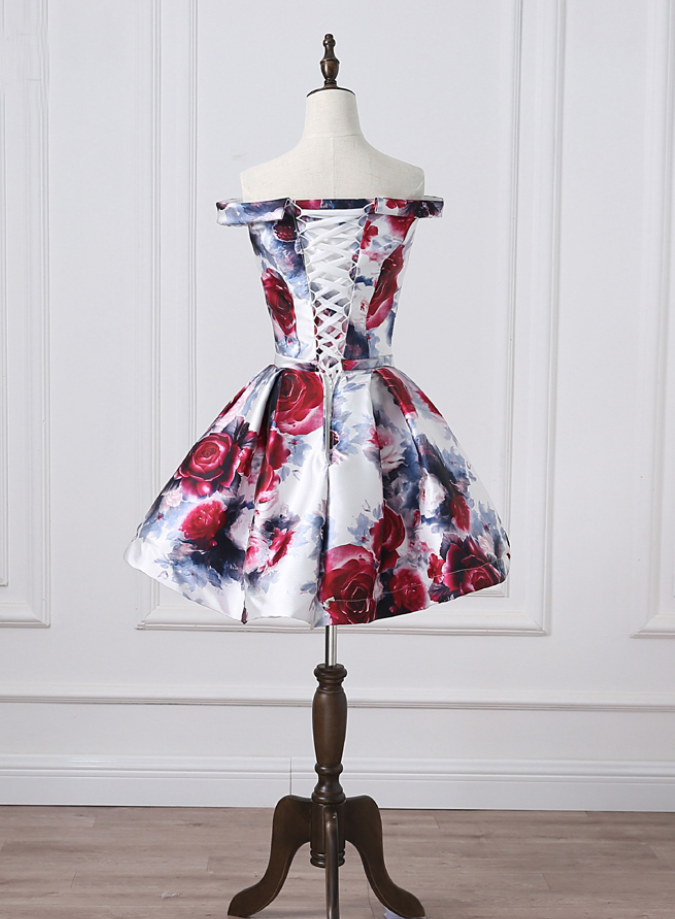 Short Homecoming Dress, Satin Homecoming Dress, Off-shoulder Homecoming ...