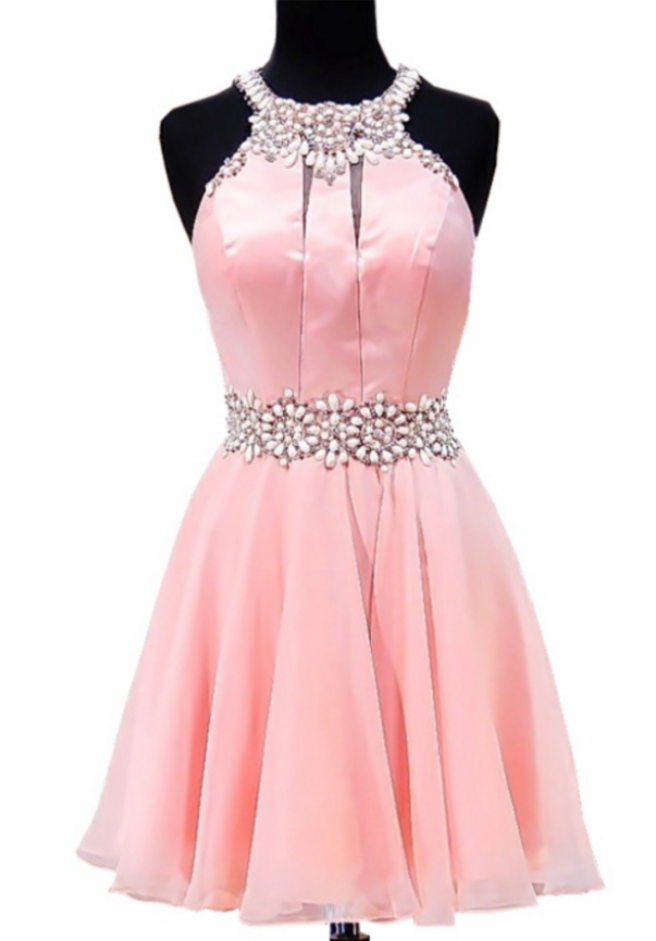 A-line Beaded Crystals Junior Chiffon Party 8th Grade Prom Dresses on ...