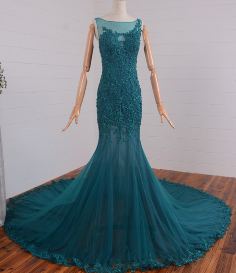 Long Lace Mermaid Evening Dresses Party Beautiful Women Prom Formal ...