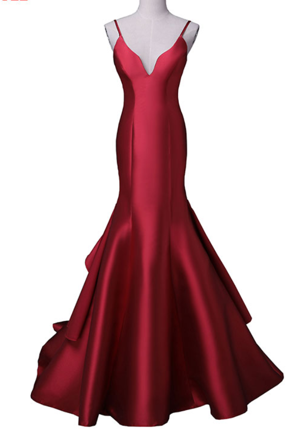 Sexy Evening Party Dresses Satin Long Gown Vestido De Festa Spaghetti V