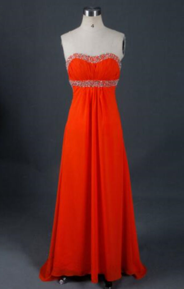 Orange Tube Top Sleeveless Dress Chiffon Beaded A Line Dance Dress ...