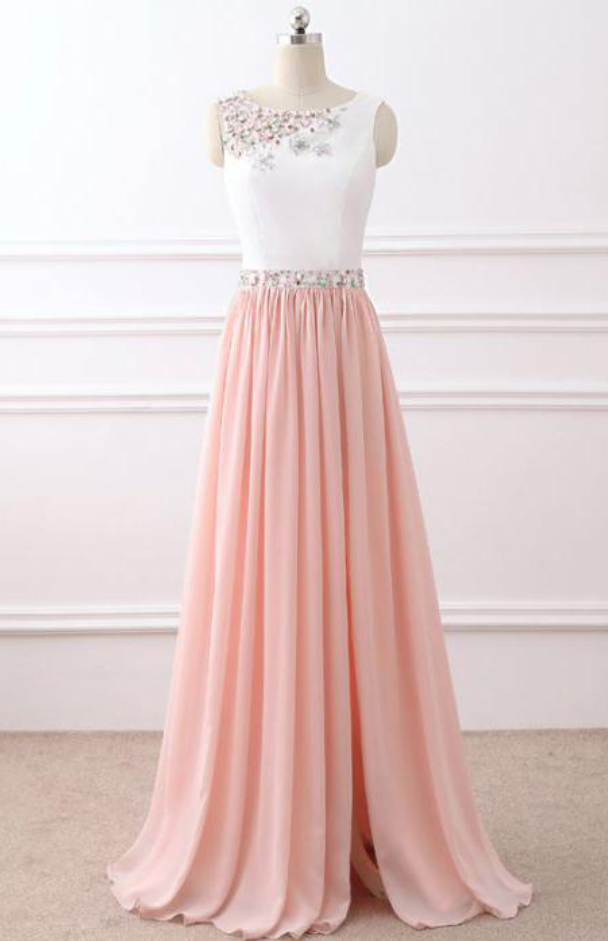 Chic Prom Dress,a-line Prom Dresses,chiffon Prom Dresses,pink Prom Gown ...