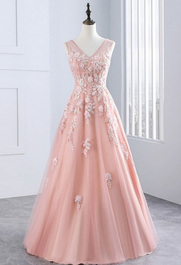 Evening Dresses ,party Prom Dress Tulle Appliques Prom Dress,a Line ...