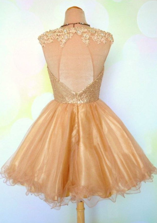 Homecoming Dress, Short Homecoming Dress, Gold Homecoming Dress, Short ...
