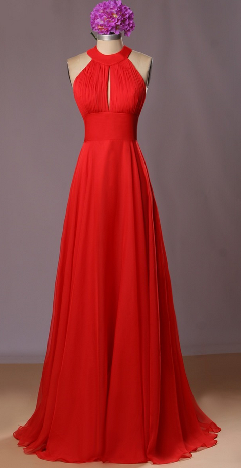 Red Prom Dress,sexy Open Back Evening Dress,halter Neckline Party Dress ...
