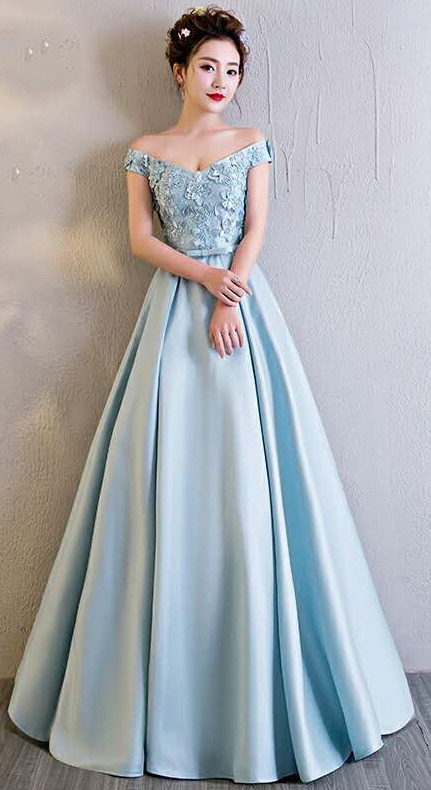 Bule Long Prom Dresses,evening Dress, Evening Dresses,prom Gowns ...