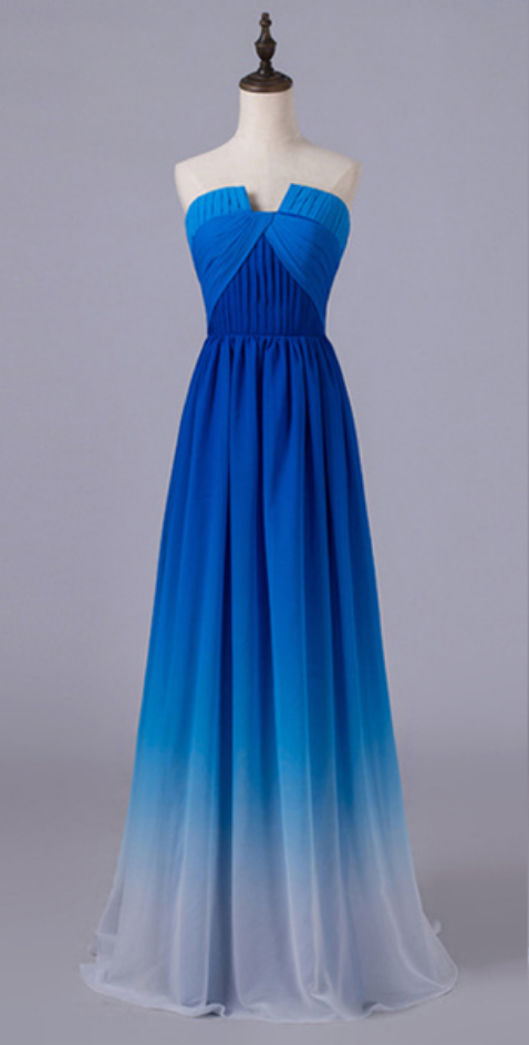 Royal Blue Gradient Prom Dresses,u Neck Ombre Long Prom Dresses,royal ...
