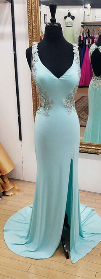 Baby Blue Mermaid Long Prom Dress, Mermaid Evening Dress on Luulla