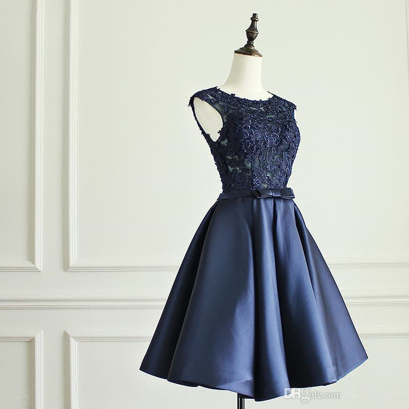 Sexy Prom Dresses Illusion Sheer With Applique Knee Length Prom Dress ...