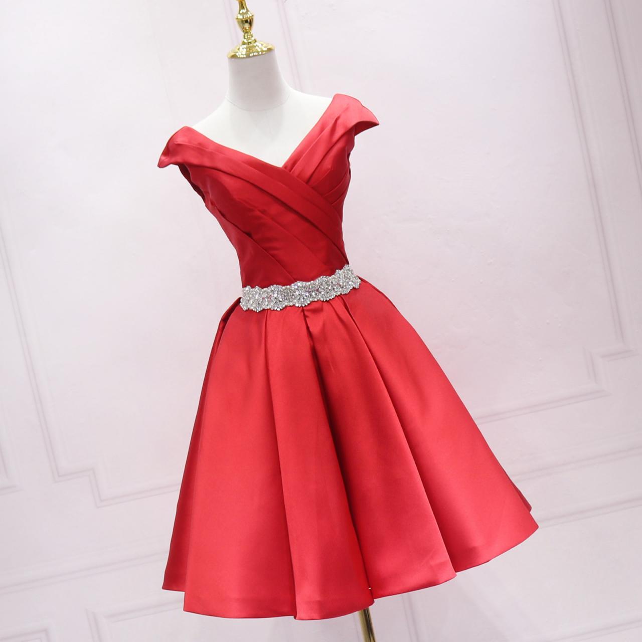 Satin Off Shoulder Short Style Homecoming Dress, Short Prom Dress ...