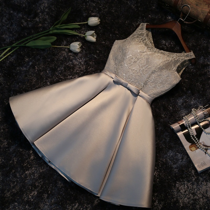 Lace Lovely Satin Short Lace-up Party Dress, Cute Formal Dress, Prom ...