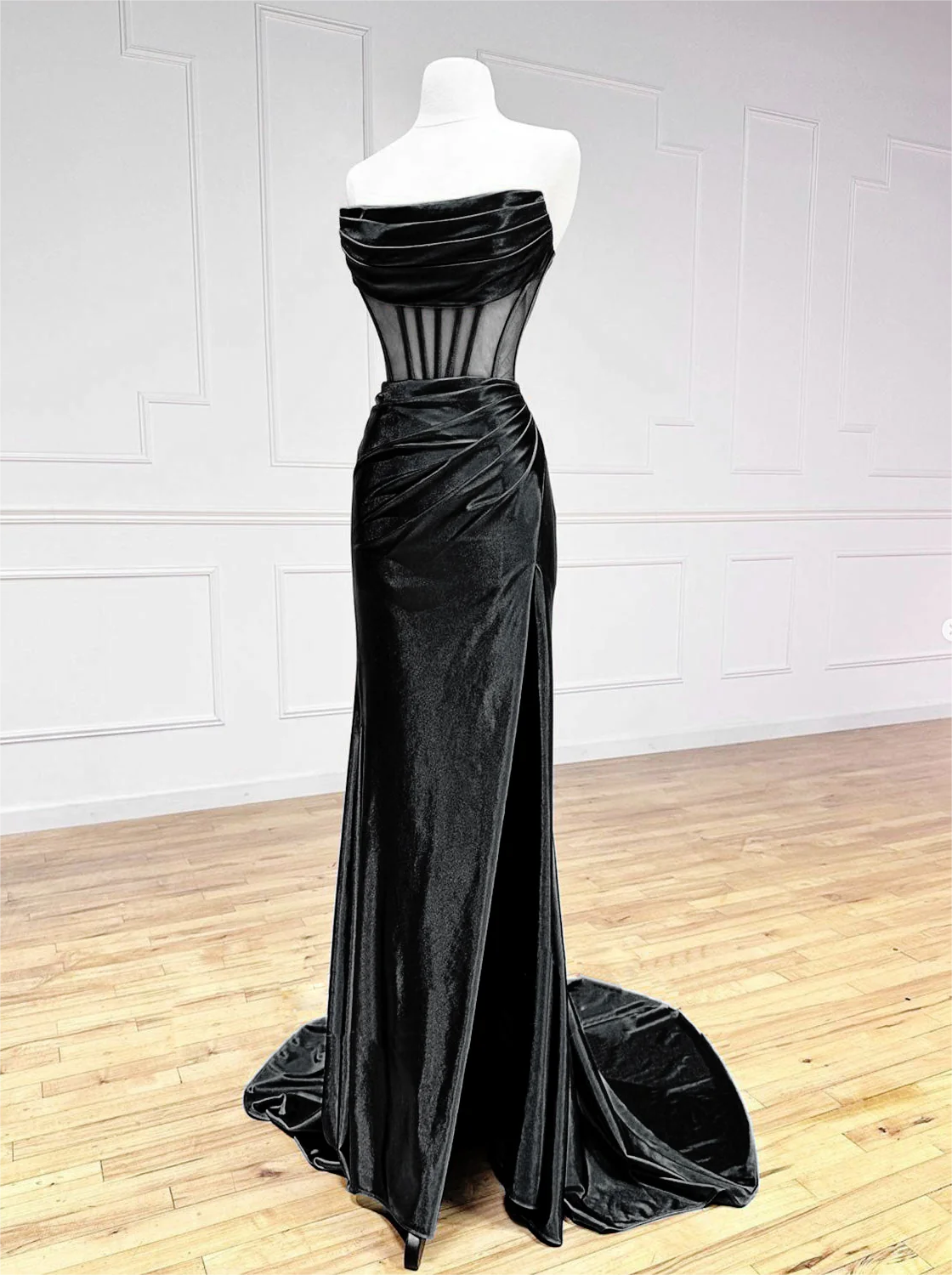 Prom Dress, Simple Off The Shoulder Satin Black Long Prom Dress, Black ...