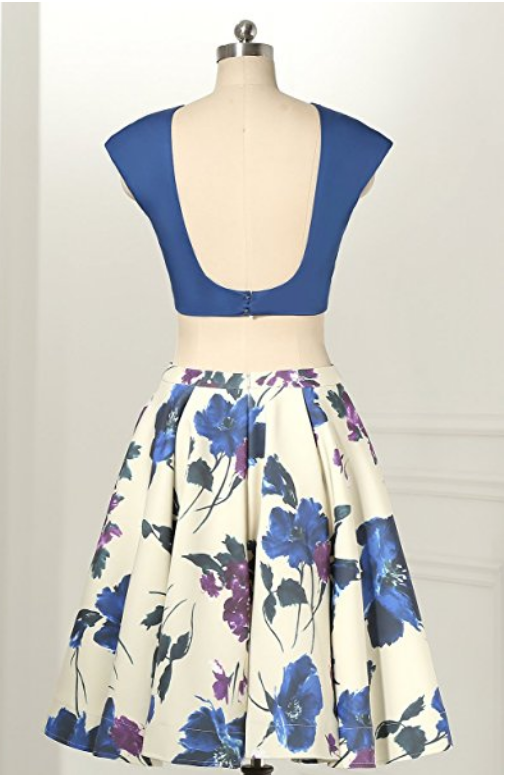 Two Piece Cap Sleeve Halter Midriff Dress Homecoming Dresses on Luulla